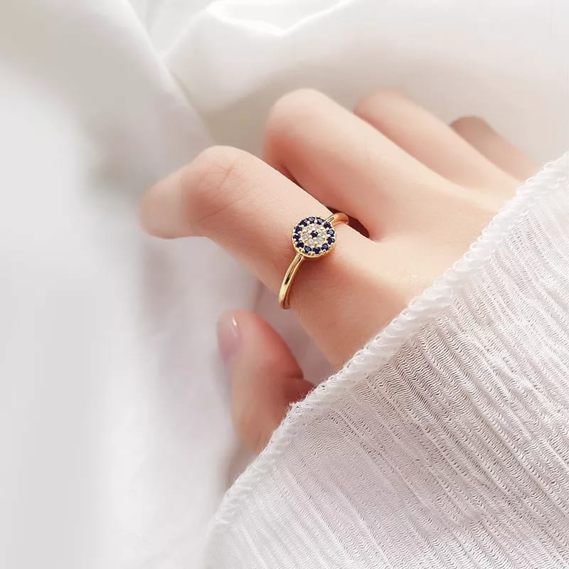 Zircon Eye adjustable Ring (Artificial Silver Plated) – Amerah