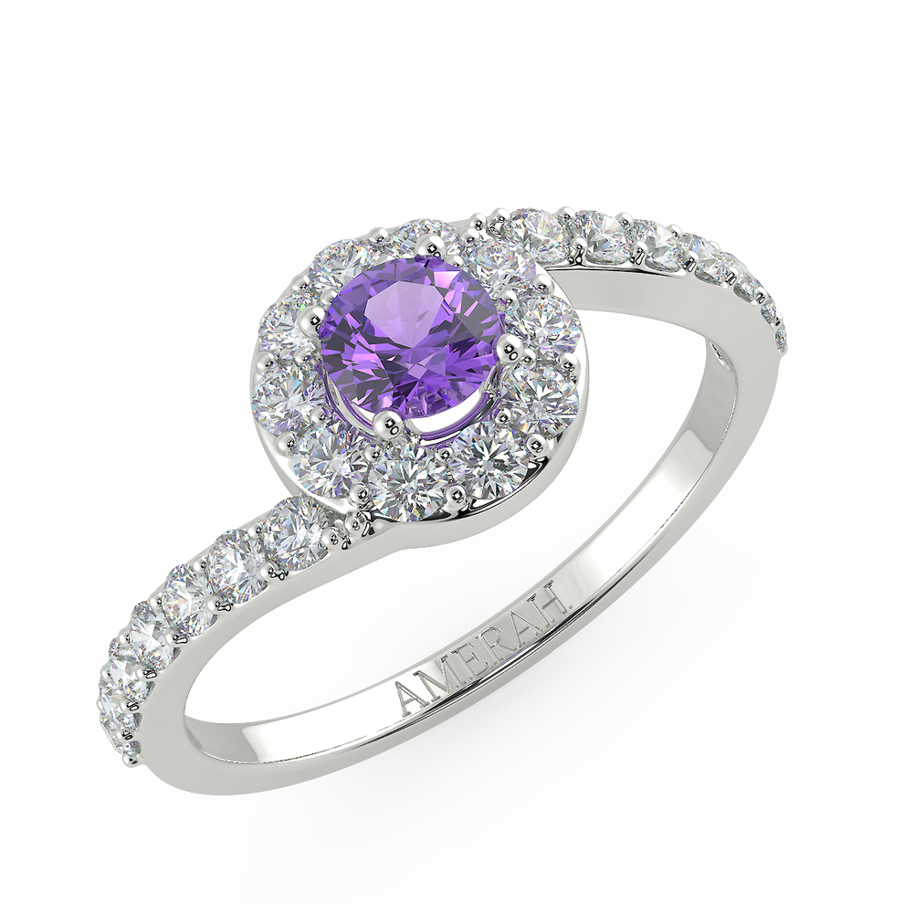 Elegant Shaped Amethyst Studded Ring (925 Sterling Silver) – Amerah